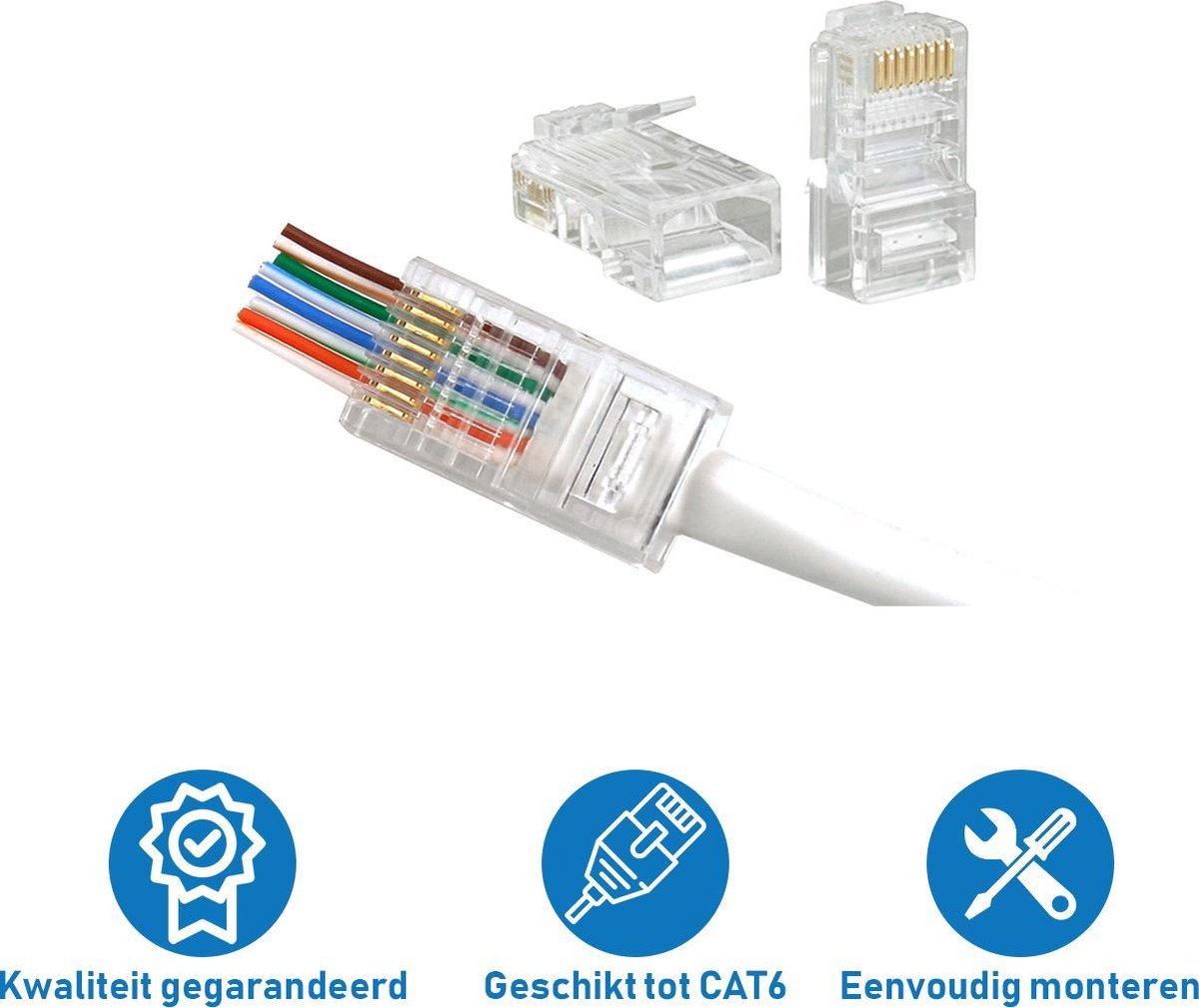 Vues 10 Stuks RJ45 Connector - CAT6 - Internetkabel Connector Stekker ...