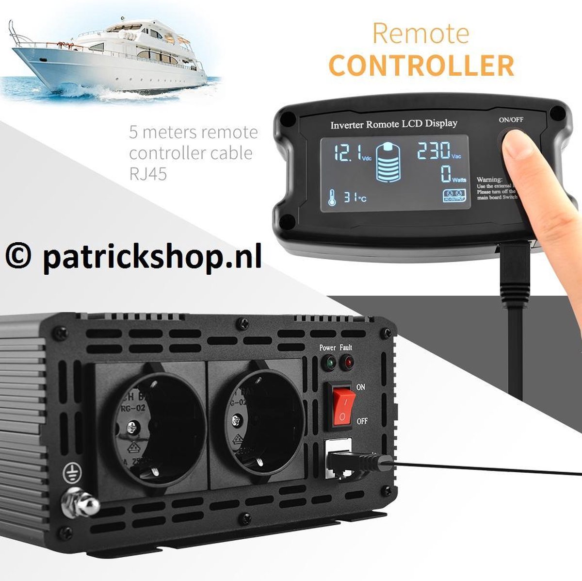 EnRise 12V-230V Zuivere Sinus Omvormer - 2500W/5000W + controller | bol