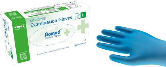 Romed Nitromed Handschoenen 100 stuks L Romed - Blauw - Nitril en Vinyl ...
