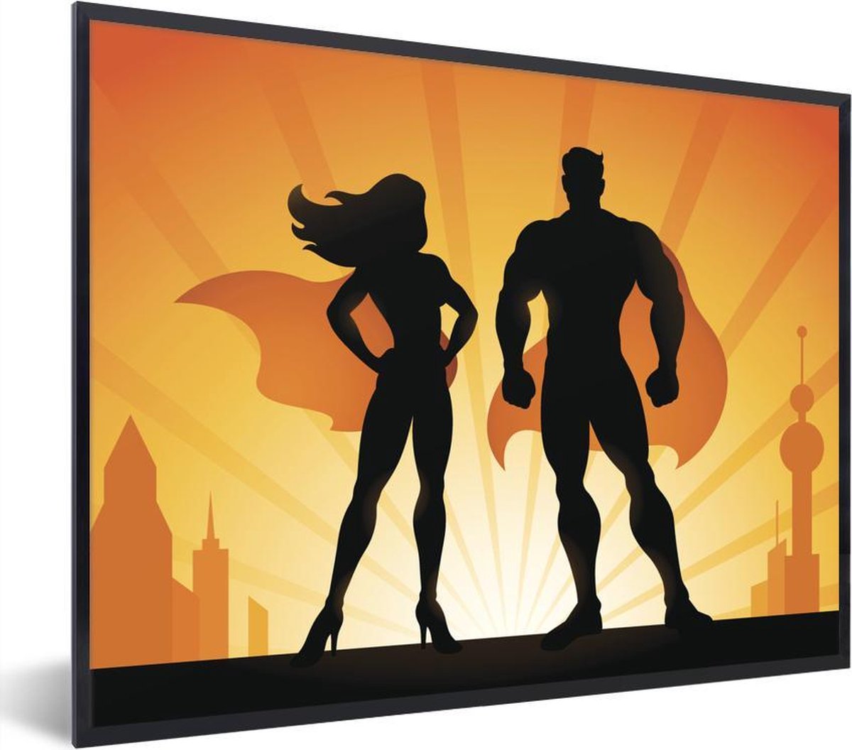 Fotolijst incl. Poster - een superhelden koppel - 40x30 cm ...
