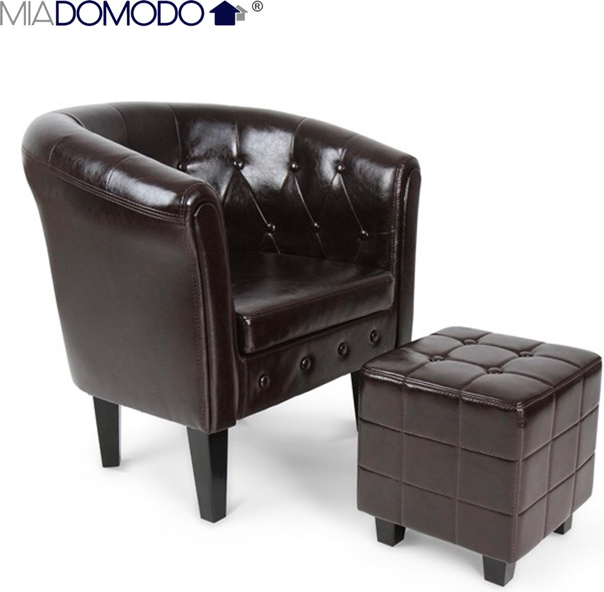 Miadomodo Stoel - Chesterfield Fauteuill - met Hocker - Poef - Stoelen ...