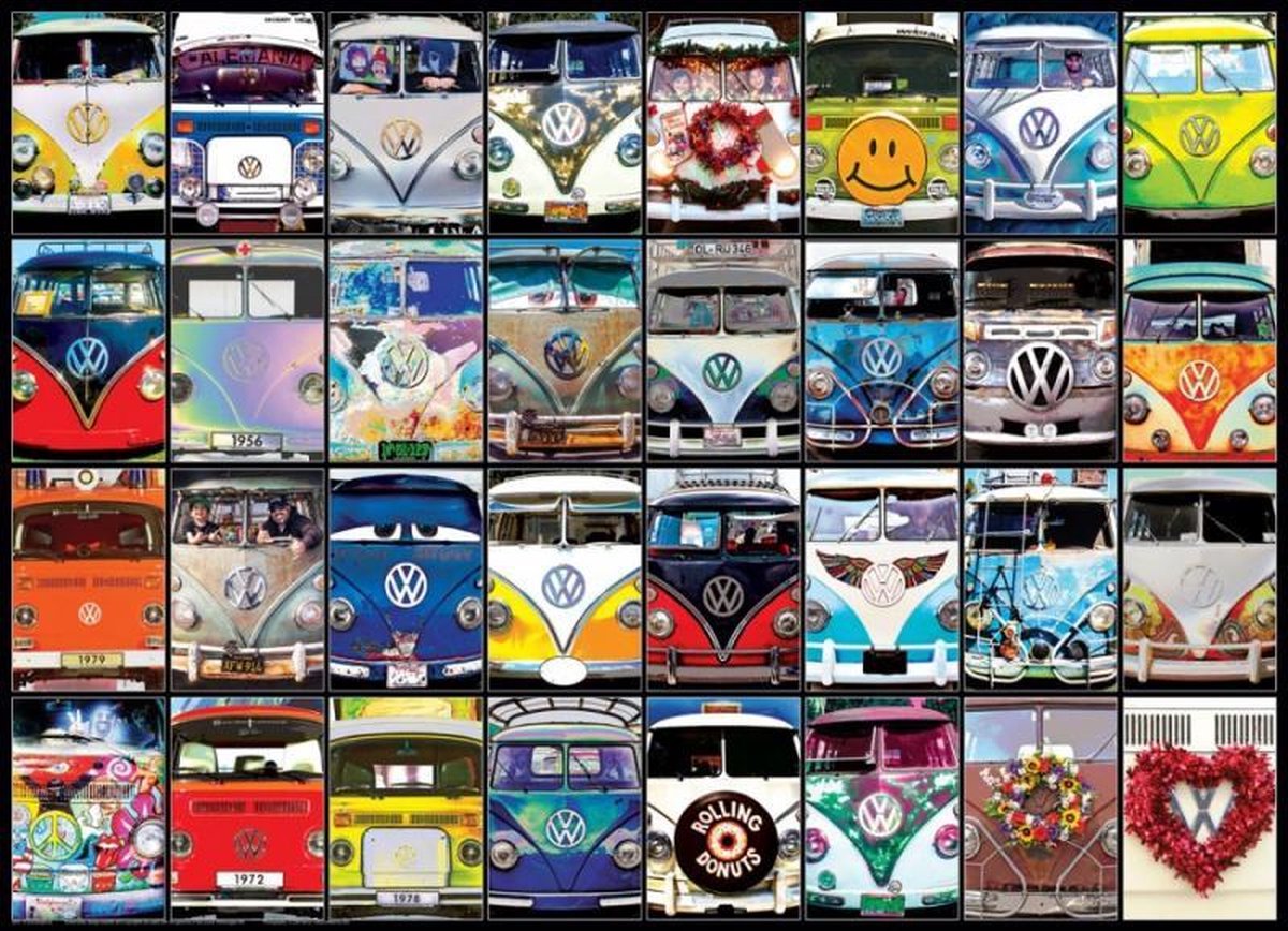 Eurographics Puzzle - VW Cool Faces / Collage VW T1 - 1000 stukjes ...