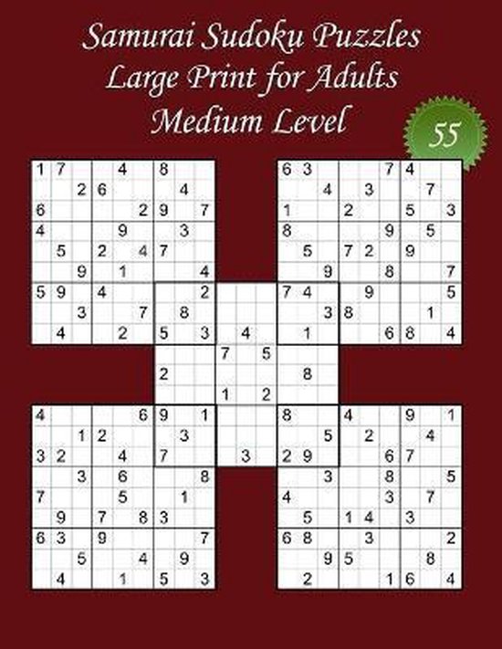 Samurai Sudoku - Medium Level- Samurai Sudoku Puzzles - Large Print for ...