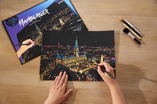 Scratch Art Hamburger Germany - 410 x 287 mm - Kras tekeningen ...