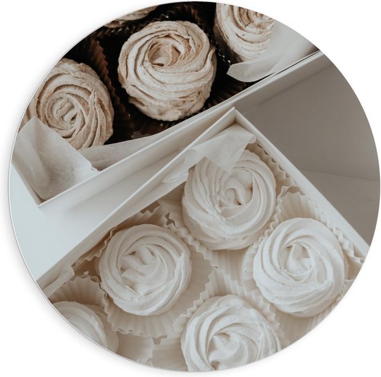Forex Wandcirkel - Prachtige Dozen Cupcakes - 90x90cm Foto op ...