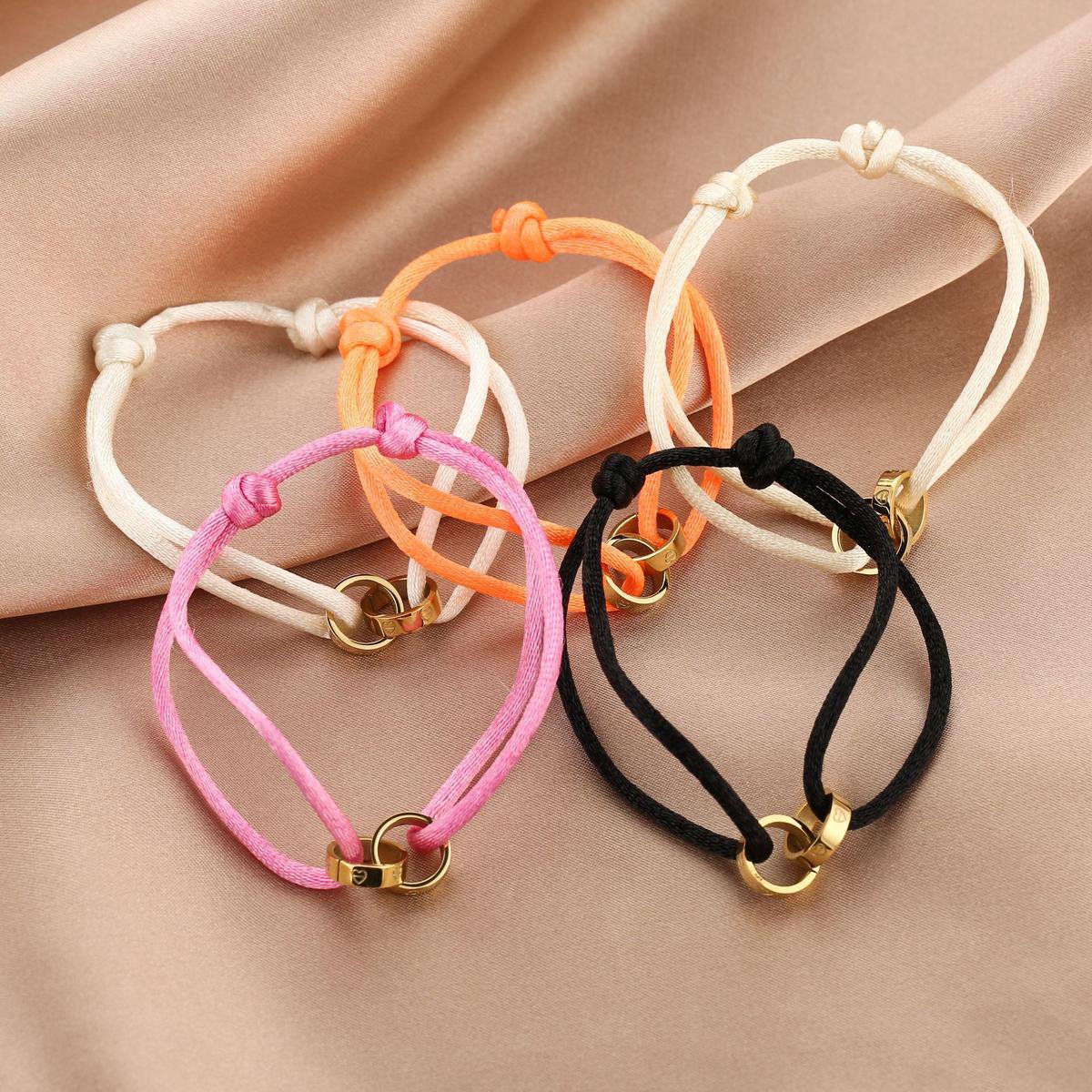 Michelle Bijoux JE12882 Armband Touw Beige Double Round Goud One Size ...