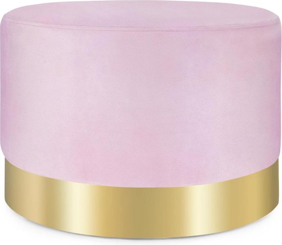 Bella gestoffeerde hocker 35x50cm (HxØ) fluweel rosé | bol