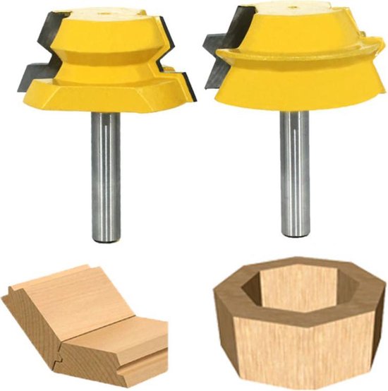 DW4Trading® Houtfrees verstekfrees 22,5° set van 2 schacht 8 mm | bol.com