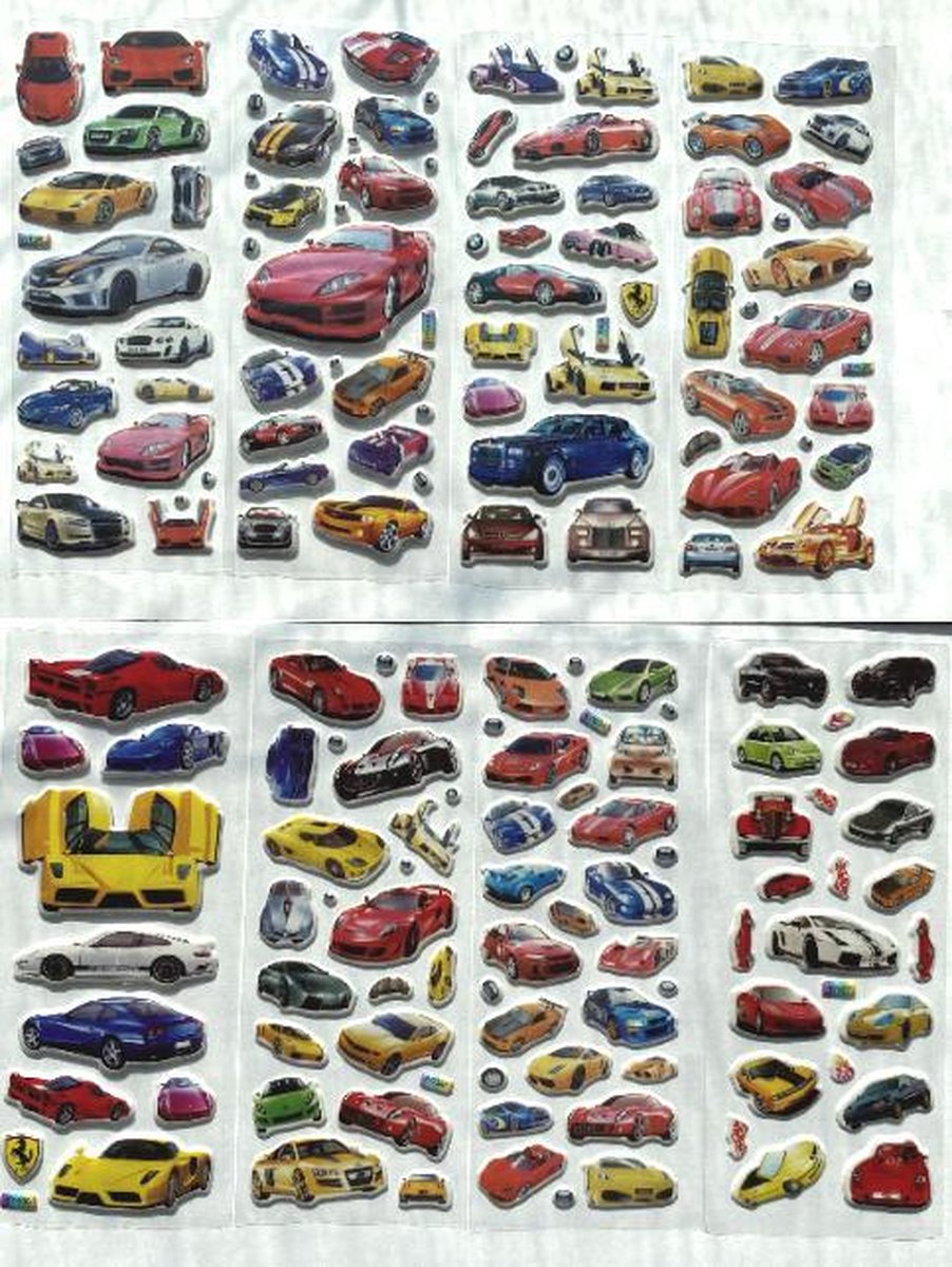 120+ Stickers Auto - 8 Stickervellen Auto's - Verschillende Sets - Auto ...