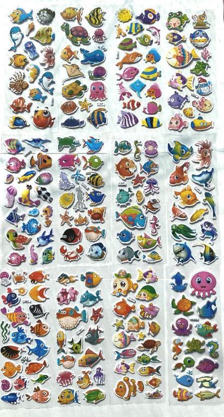 160+ Stickers Vissen - 12 Stickervellen Vissen - Verschillende Sets - Vissen Stickers... | bol