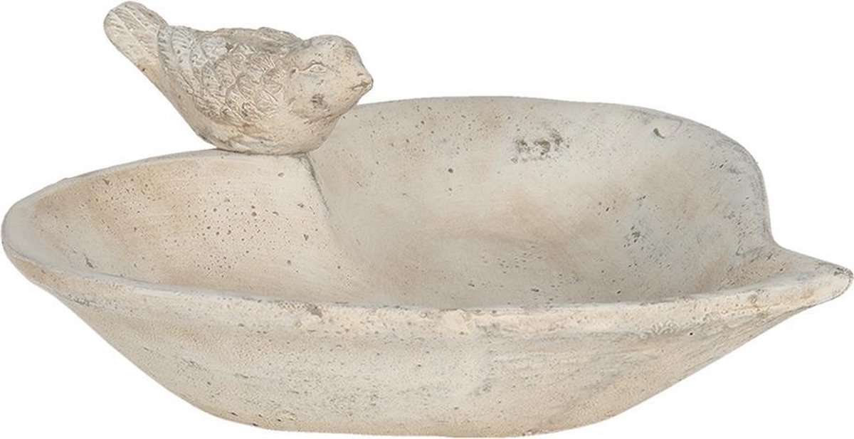 Clayre & Eef Vogelvoederbak 26x26x10 cm Wit Steen Ovaal Voederbak vogel ...