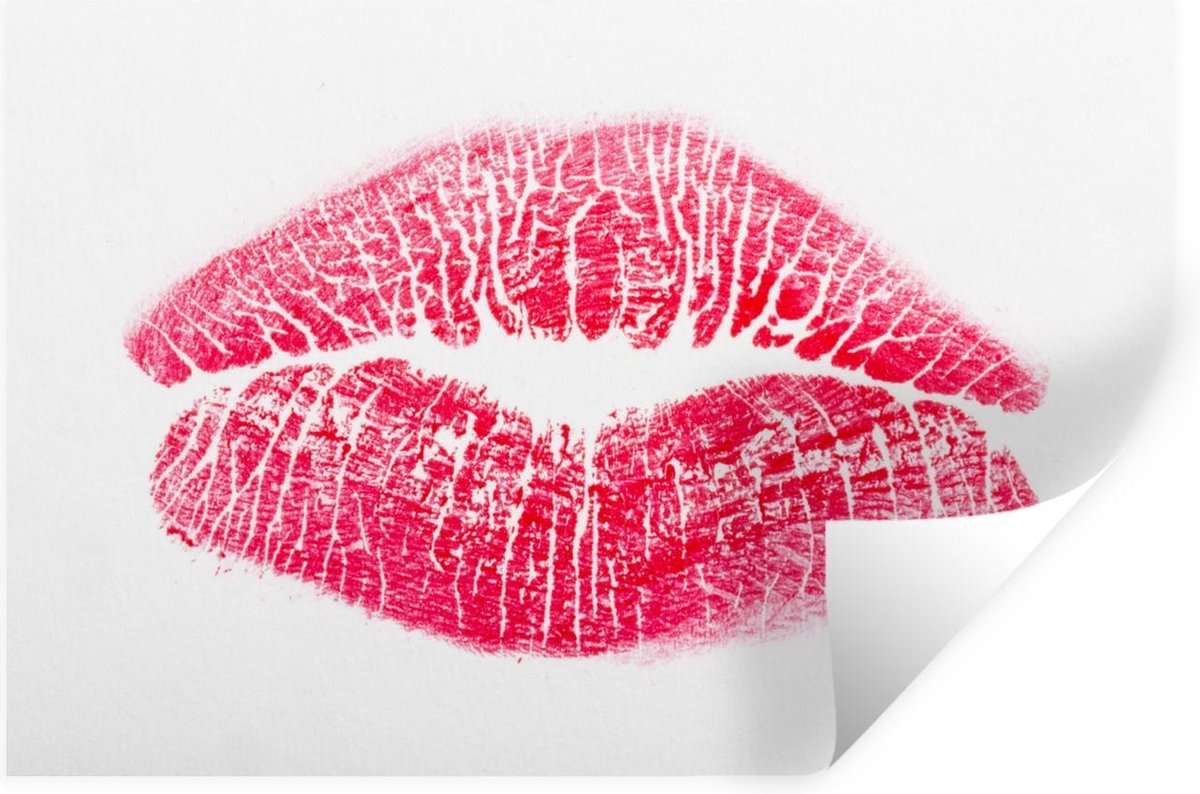 Muurstickers - Afdruk van rode lippen - 60x40 cm - Plakfolie | bol.com