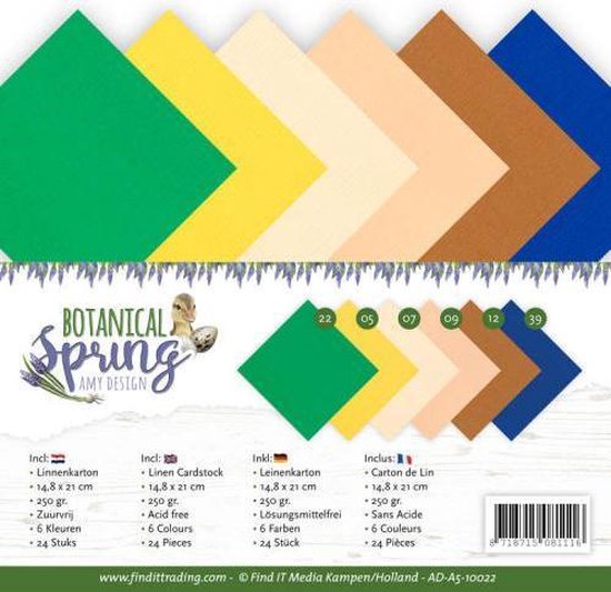 Linen Cardstock Pack - A5 - Amy Design - Botanical Spring | bol.com