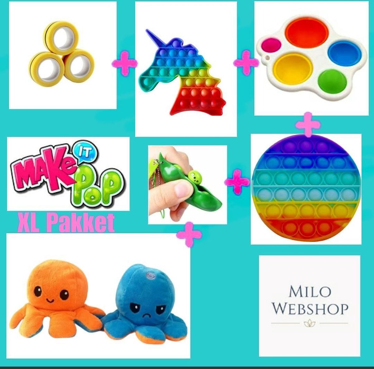 Fidget toy Pakket * Simple Dimple groot*Magnetische Ringen*Unicorn ...