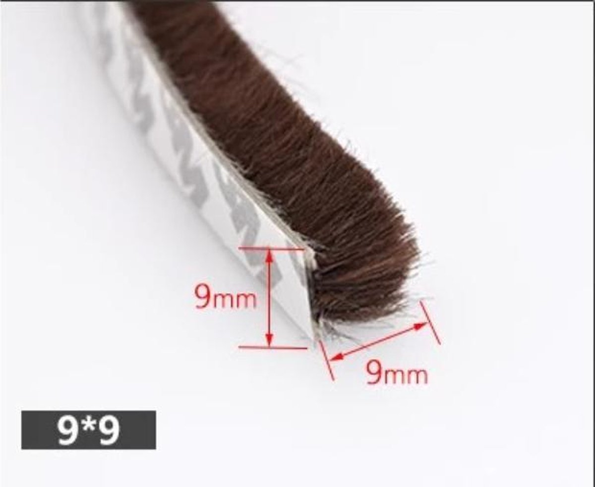 Zelfklevende tochtstrip - 1 Meter - 9mm breed - Bruin - Tochtstrip met ...