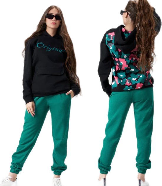 Embrator dames Joggingpak Original zwart/groen maat M | bol