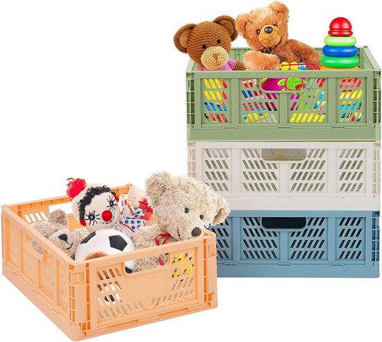 Opvouwbare opbergmand, 4 stuks, plastic opbergkisten, opvouwbare ...