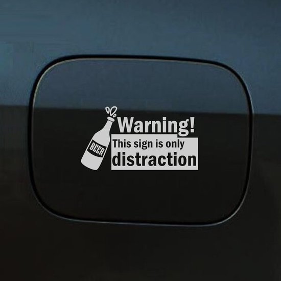 Bumpersticker - This Sign Is Only Distraction - 14x8 - Licht Grijs | bol