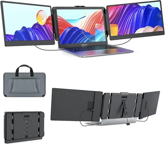 PAEY tri-screen - Portable Monitor- 14 Inch Full HD - Extra beeldscherm ...