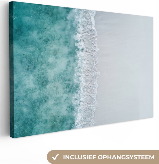 Canvas schilderij 140x90 cm - Wanddecoratie Strand - Zee - Golven - Muurdecoratie... | bol