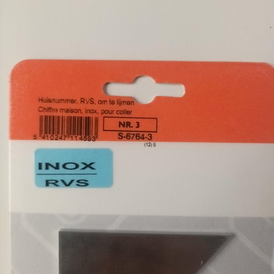 Huisnummer "3" Pacostar Inox RVS Lijm 103mm | bol