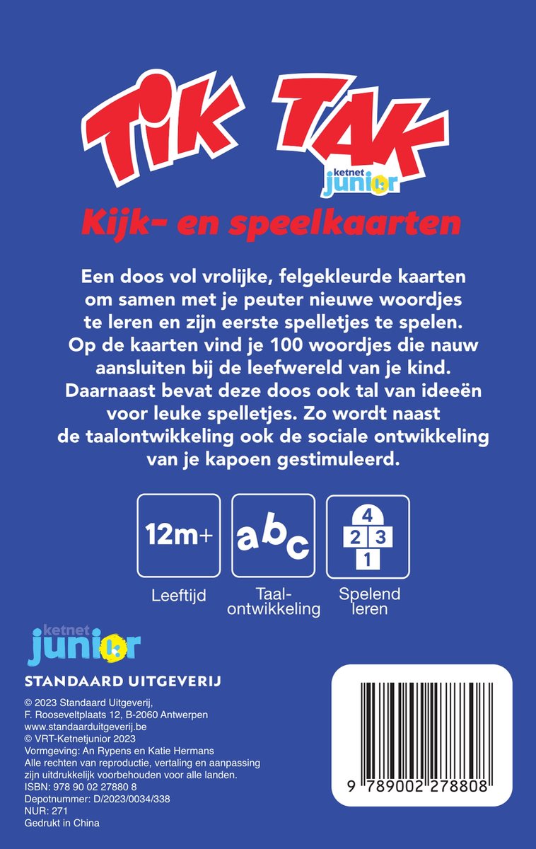 Tik Tak 1 - Tik Tak Kijk- en speelkaarten | 9789002278808 | Boeken | bol