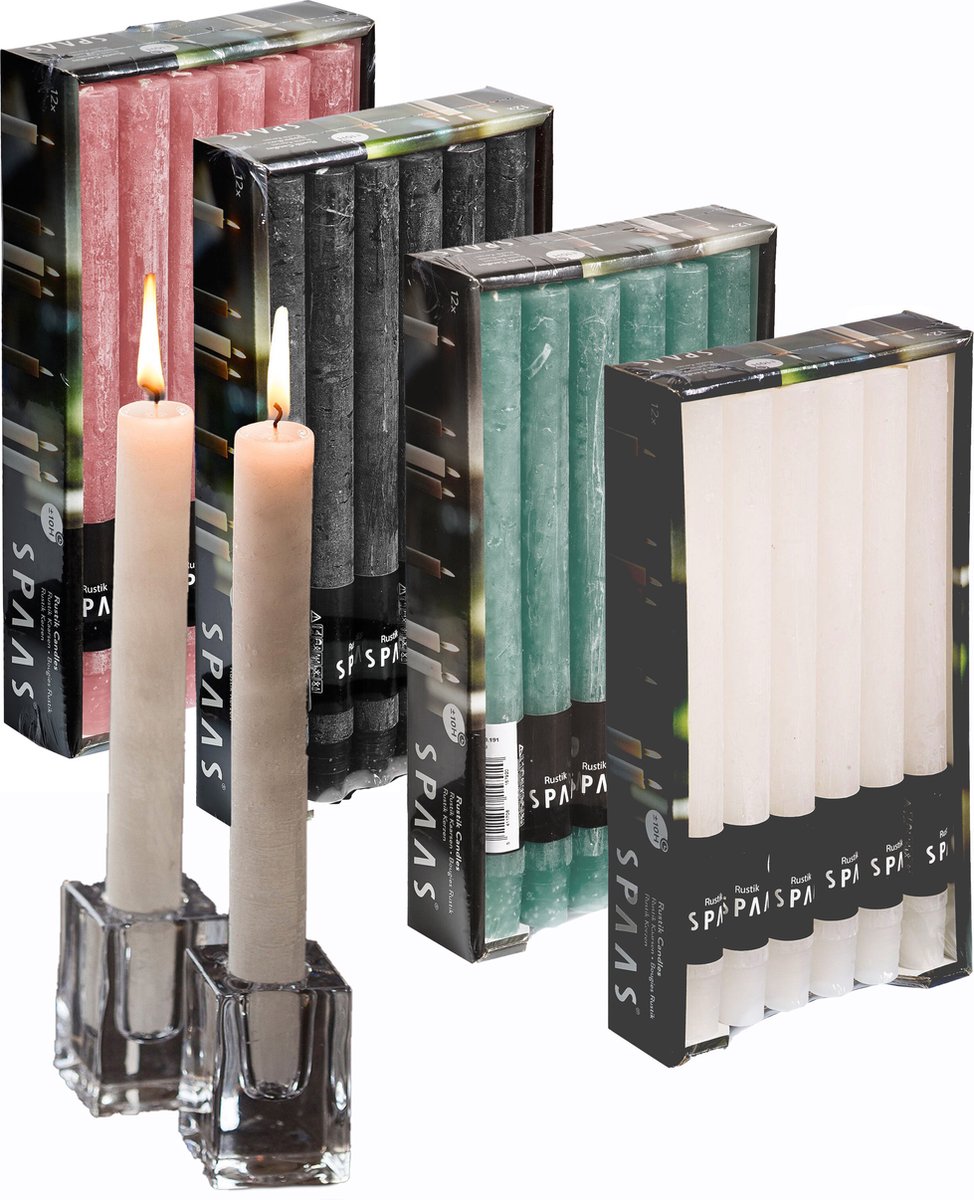 SPAAS Kaarsen - Rustieke kaarsen - Huishoudkaars - 8 branduren - Rood ...