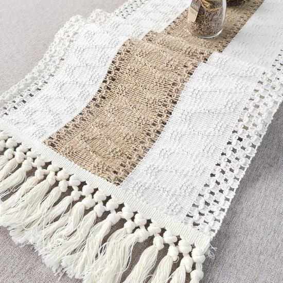 Tafelloper, macramé, boho, tafelloper, katoen, linnen, beige, bruin, bruiloft,... | bol