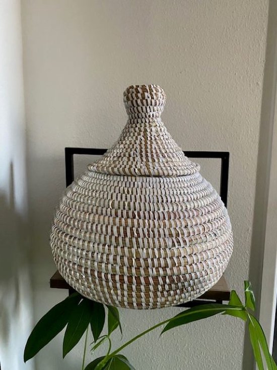 Dhah opbergmandje met deksel- wit-Handgemaakt | bol