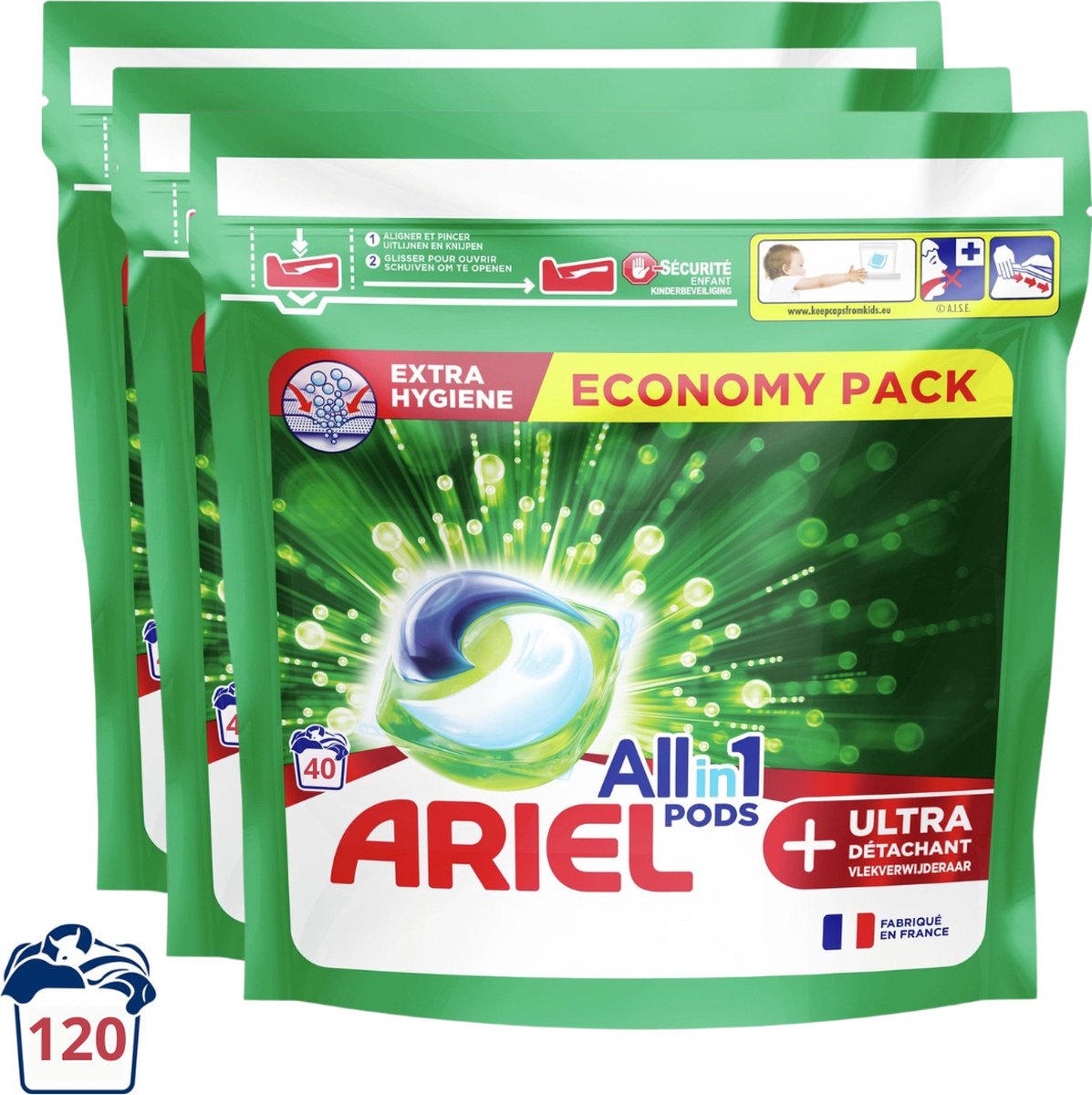 Ariel All-in-1 Pods Ultra - 3x40 Wasbeurten - Voordeelverpakking | bol