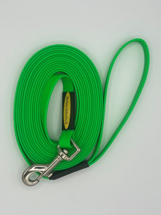 Biothane Leiband Standaard 2m 16mm Neon groen met handvat gestikt ...