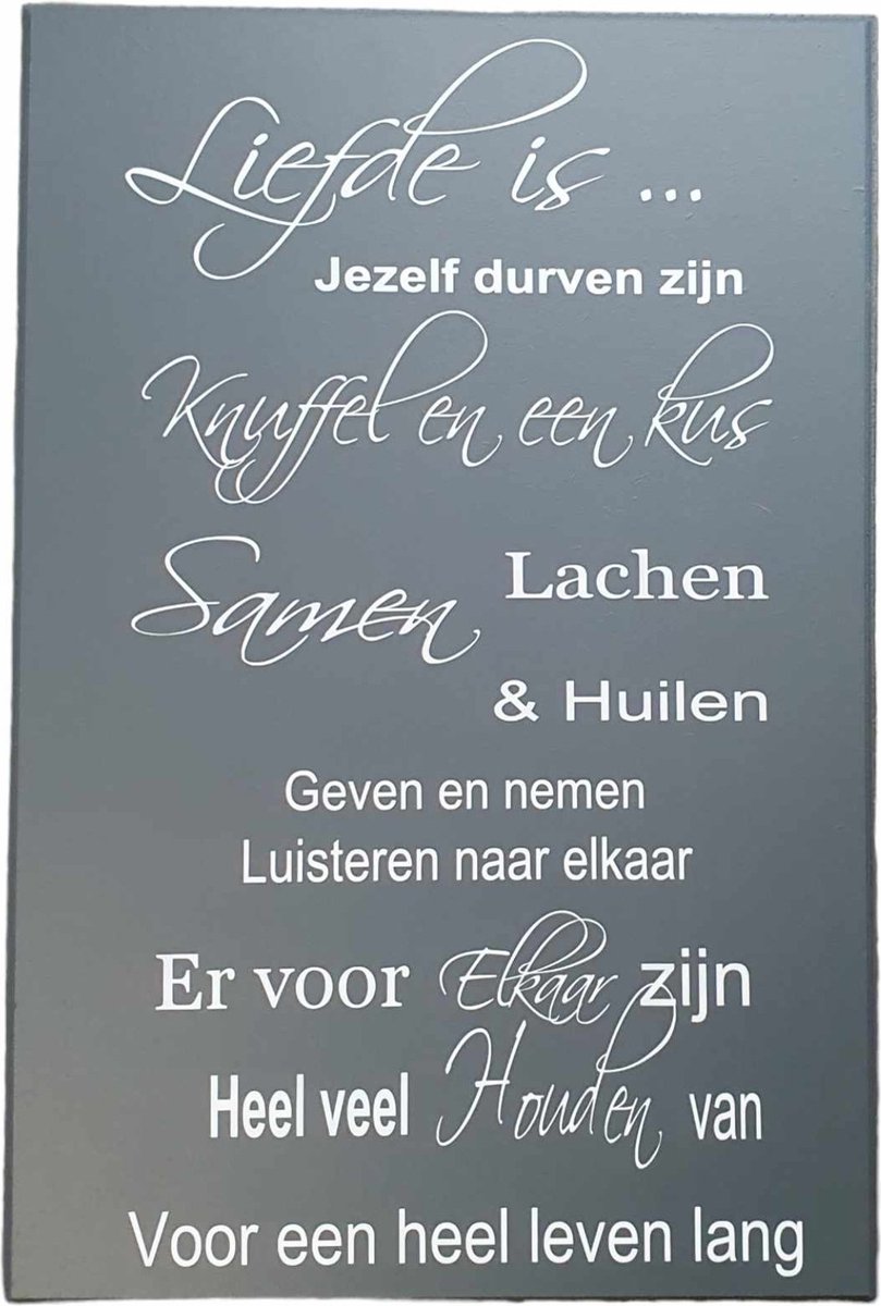 Tekst - spreukebord - liefde is - wallart - decoratieve - wandbord | bol