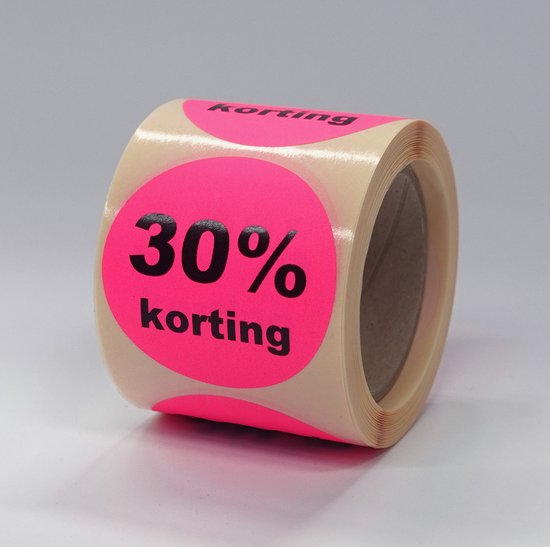 30% Korting stickers op rol - 225 per rol - 50mm roze | bol