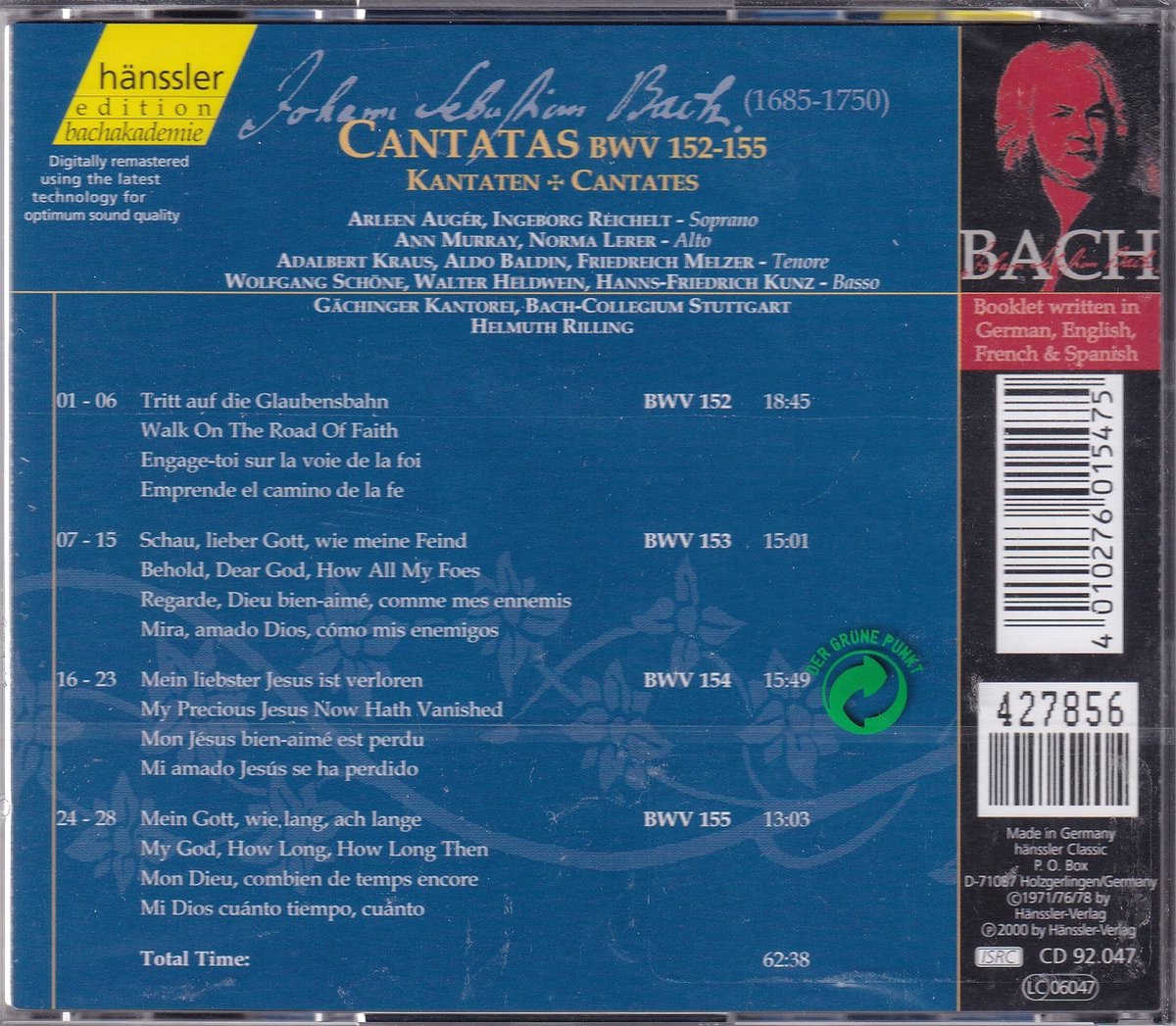 Cantatas BWV 152-155 - Johann Sebastian Bach - Bach-ensemble o.l.v ...