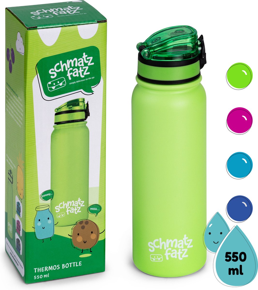 Klarstein Drinkfles Kinderen Lekvrij - 550 ml RVS Drinkfles Voor ...