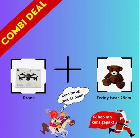 Sinterklaas/kerstdeal | ALLEEN VANDAAG! | Zwart bestuurbare drone + Bruine teddy bear | bol