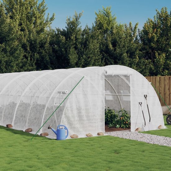 vidaXL Serre - Tuinhuis - Tuinkas met stalen frame 64 m² 16x4x2 m wit ...