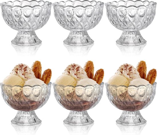 6 Pack Glazen Dessertbekers 5oz IJscoupe Transparante IJscup voor ...