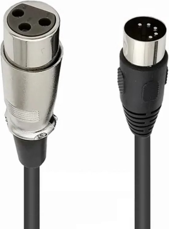 DIN 5-pins (m) - XLR (v) kabel / zwart - 0,50 meter | bol