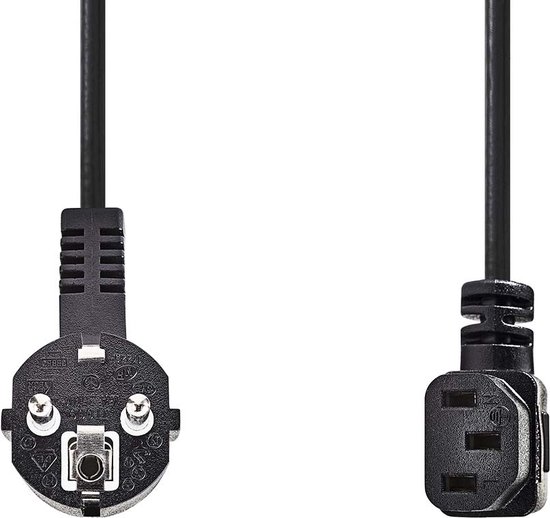 Nedis Stroomkabel – Type F naar C13 – Gehoekt – 10 m – 230V – Zwart | bol