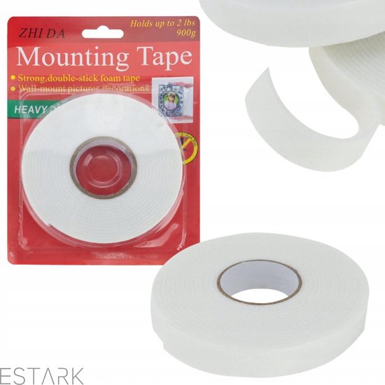 ESTARK® Dubbelzijdige Tape - Schuimtape - 1 stuk - 1.8 x 300 cm - Foamtape -... | bol