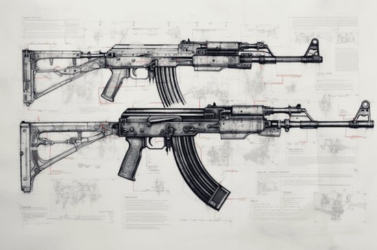 AK-74 Poster | Kalashnikov Poster | Blueprint | 71x51cm | Wanddecoratie ...