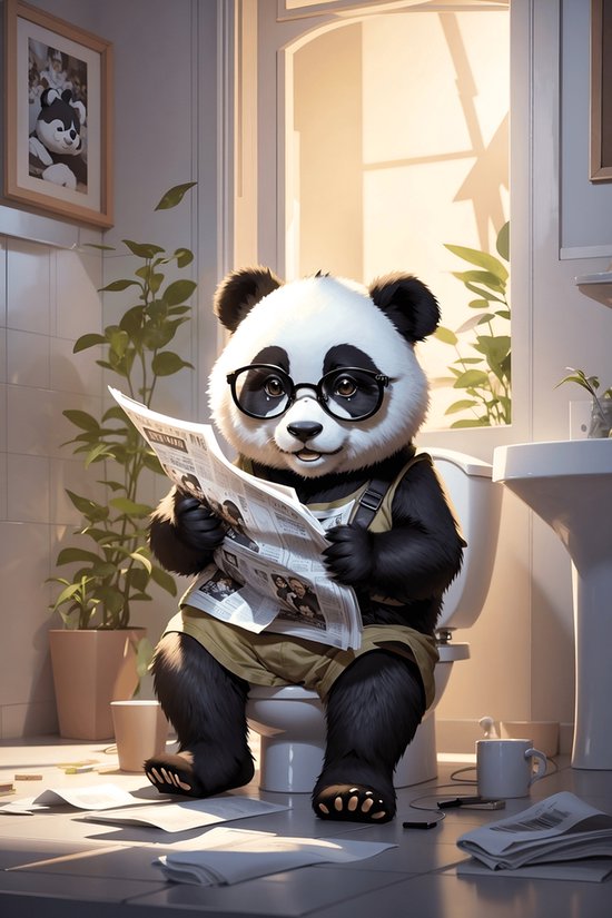 Panda Poster | Panda op de WC | Toiletposter | Poster voor WC | 51x71cm ...