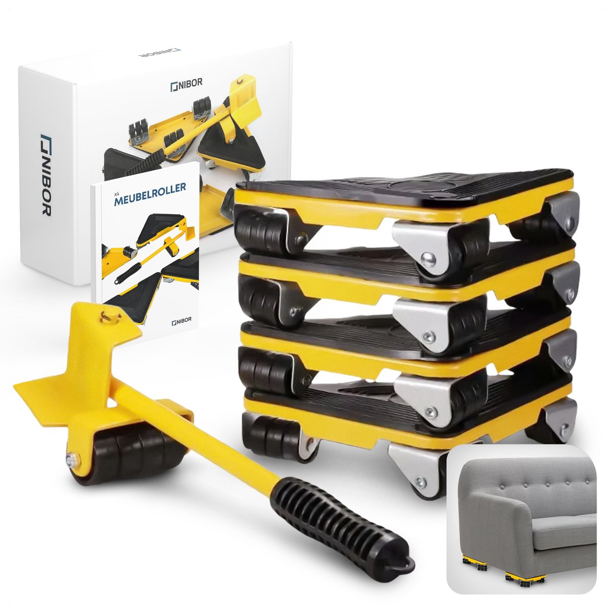 Nibor® Meubelroller Set 4x Meubeltransporter Trolley Transporthulp - 5 ...