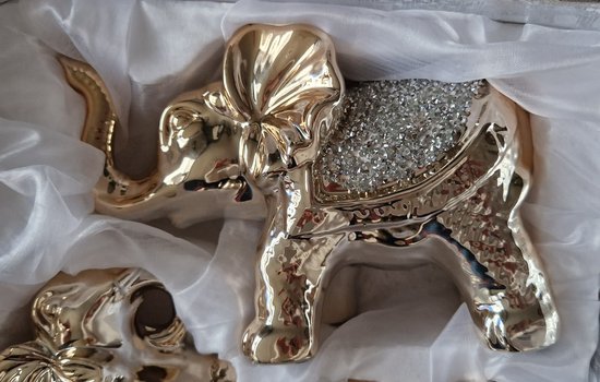 goud kleurig Decoratie olifant Beeld Set van 3 Olifanten Olifant Set ...