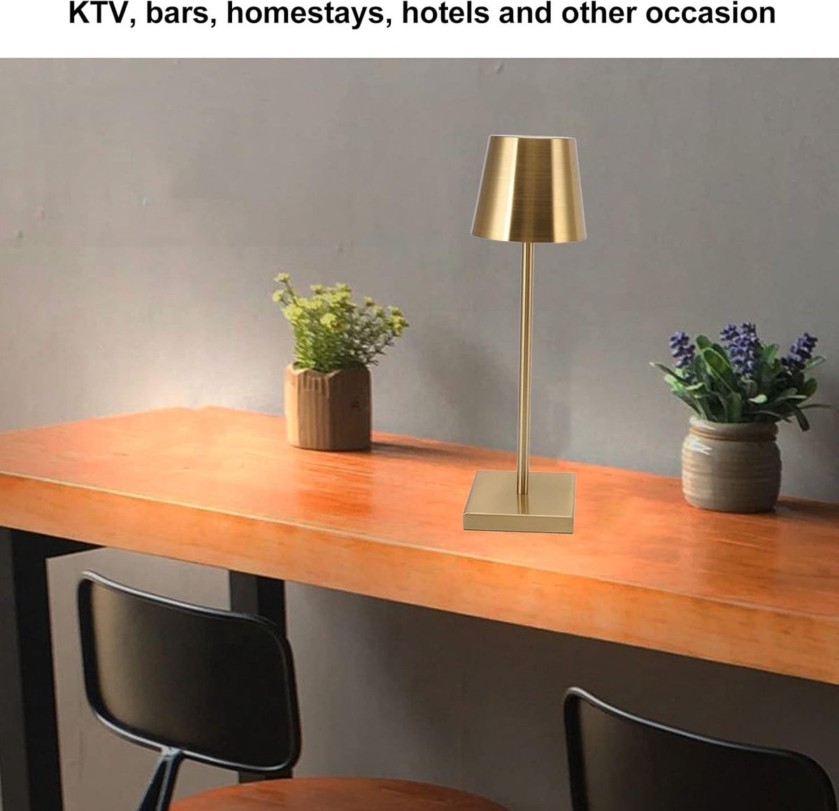 Oplaadbare tafellamp - 2 Stuks - dimbaar - Goud aluminium - 2700K ...