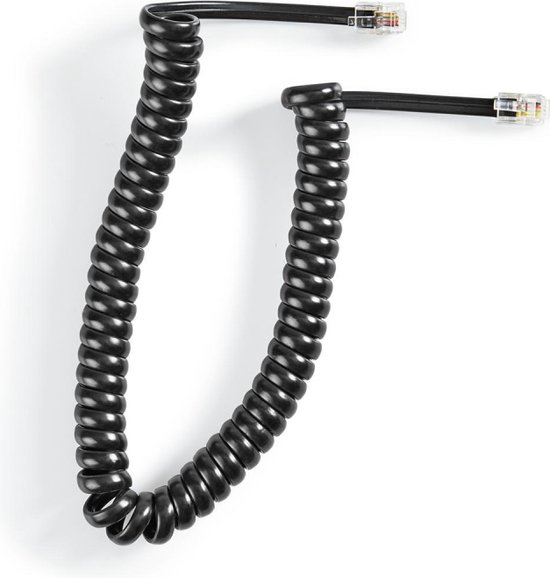 RJ10 Telefoonkabel - 4P4C - Gekruld - 2 meter - Zwart | bol