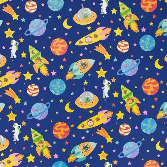 200 meter jongens inpakpapier - cadeaupapier ruimte - space ...