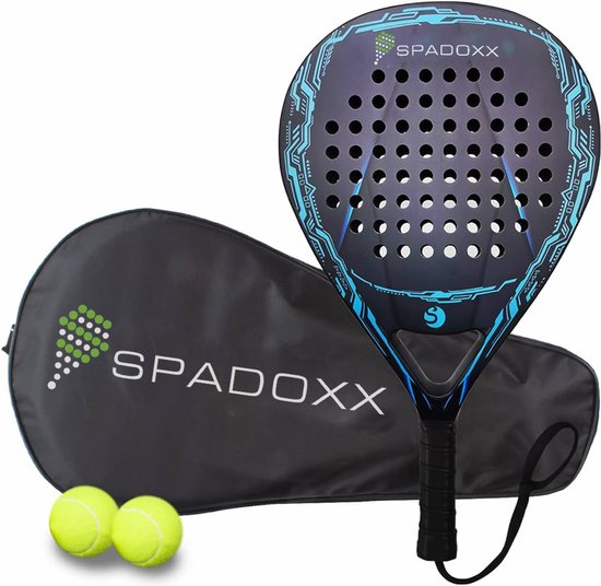 Spadoxx™ Padel Racket Zwart met Balset en Hoes – Lichtgewicht Rond ...