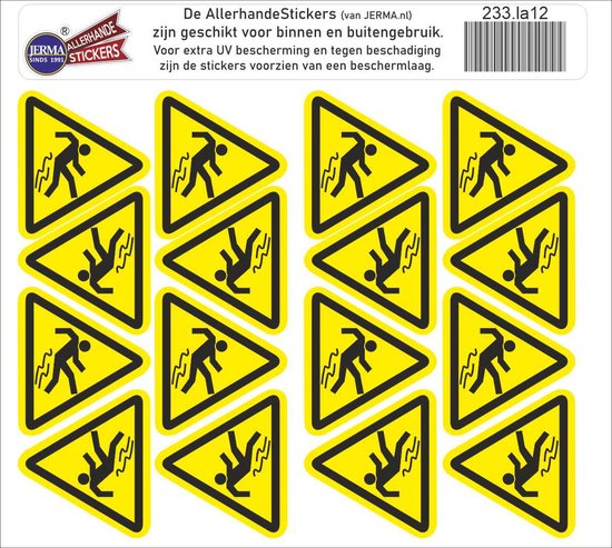 Val gevaar sticker geel zwart 5 cm. | bol
